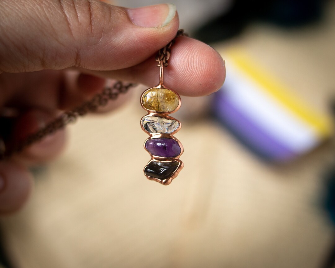 Non-binary Crystal Pride Flag Necklace - LGBTQIA+ - Gender - Identity ...