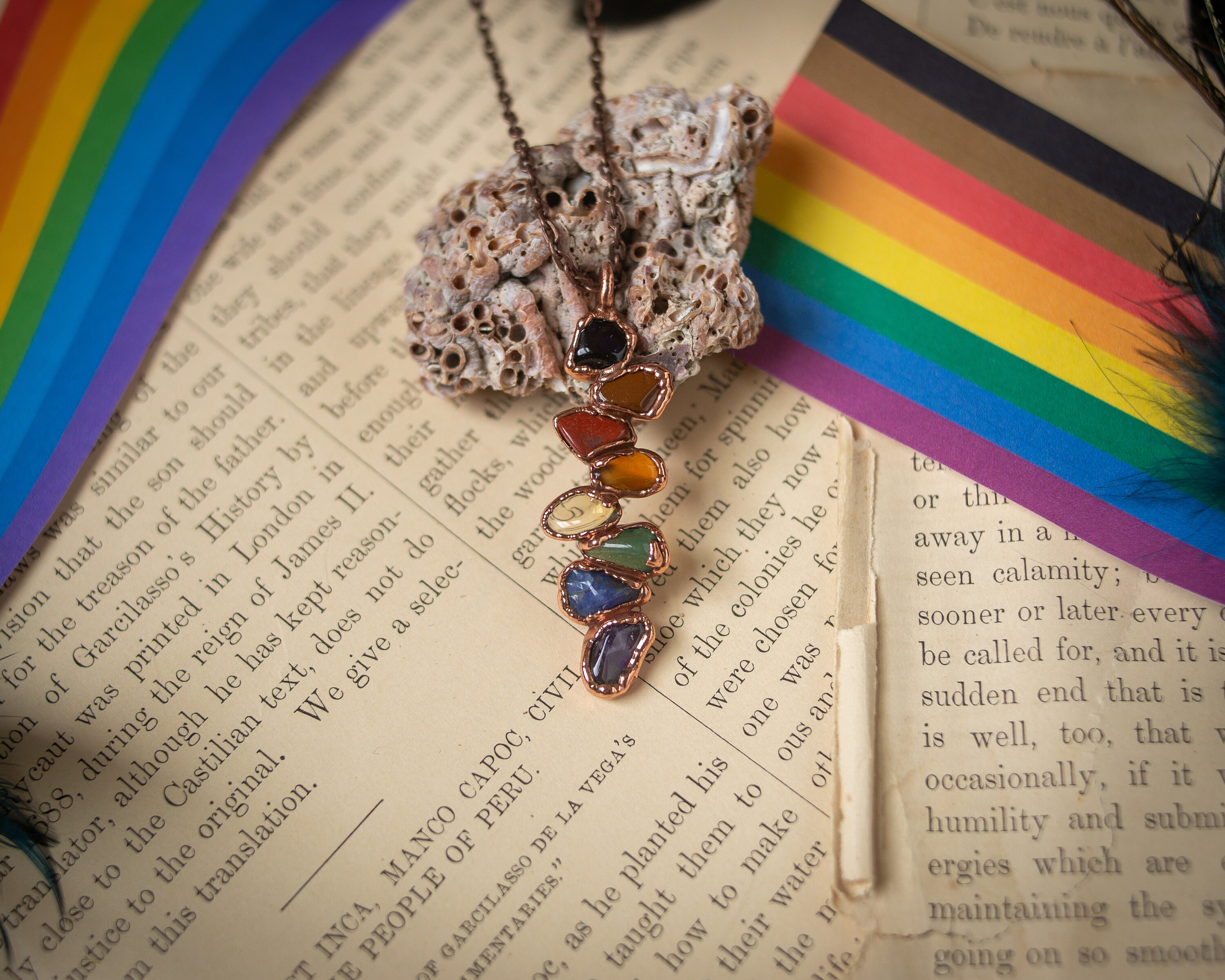 Crystal Philly Pride Flag Necklace LGBTQIA Gender Identity Nonbinary ...