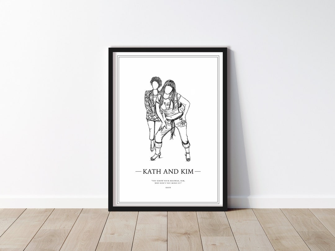 Kath and Kim Black and White Illustration Print, Kath and Kim Print ...