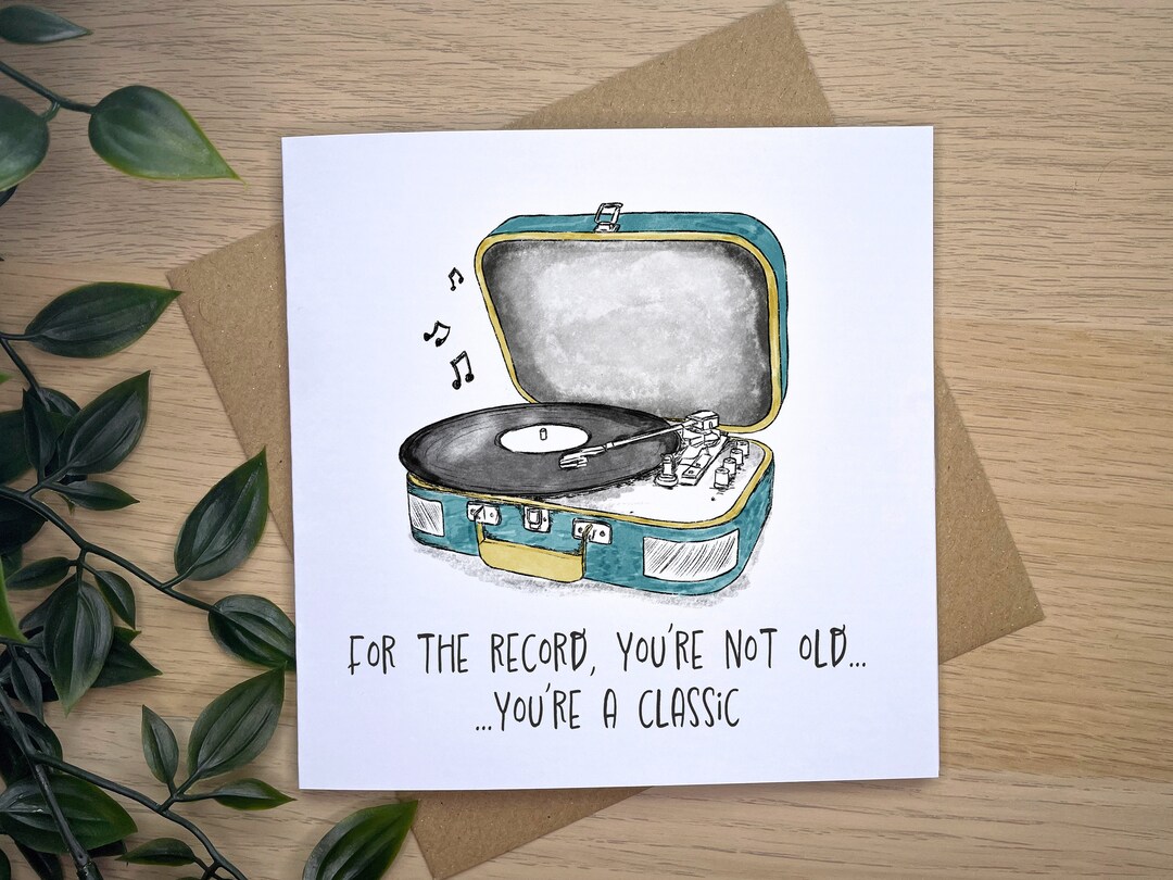 Record Player Birthday Card, Vinyl Player Birthday Card, Birthday Card ...