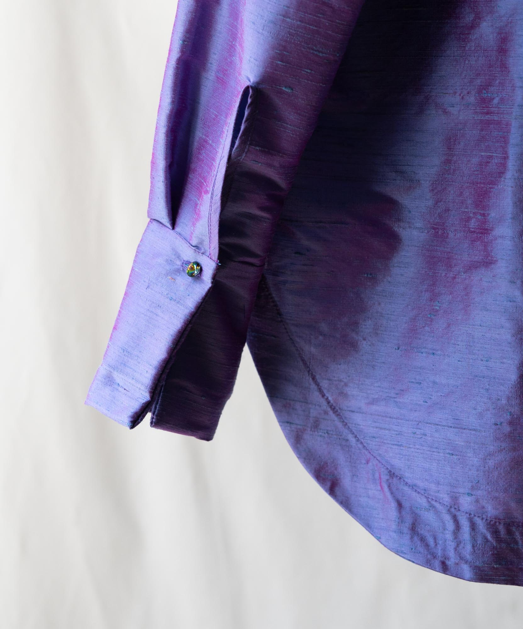 Purple Silk Shirt, Luxury Silk Dupioni Blouse, Jewel Button Vitamin ...