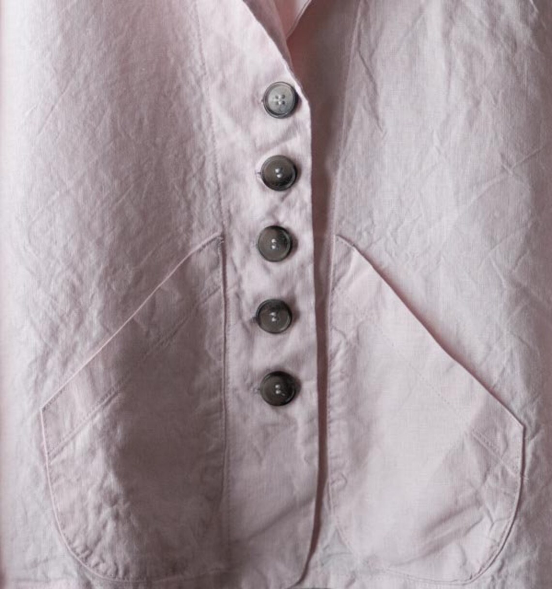 Washed Pink Linen Vitamin Jacket, Pale Pink Linen Lapel Jacket With ...