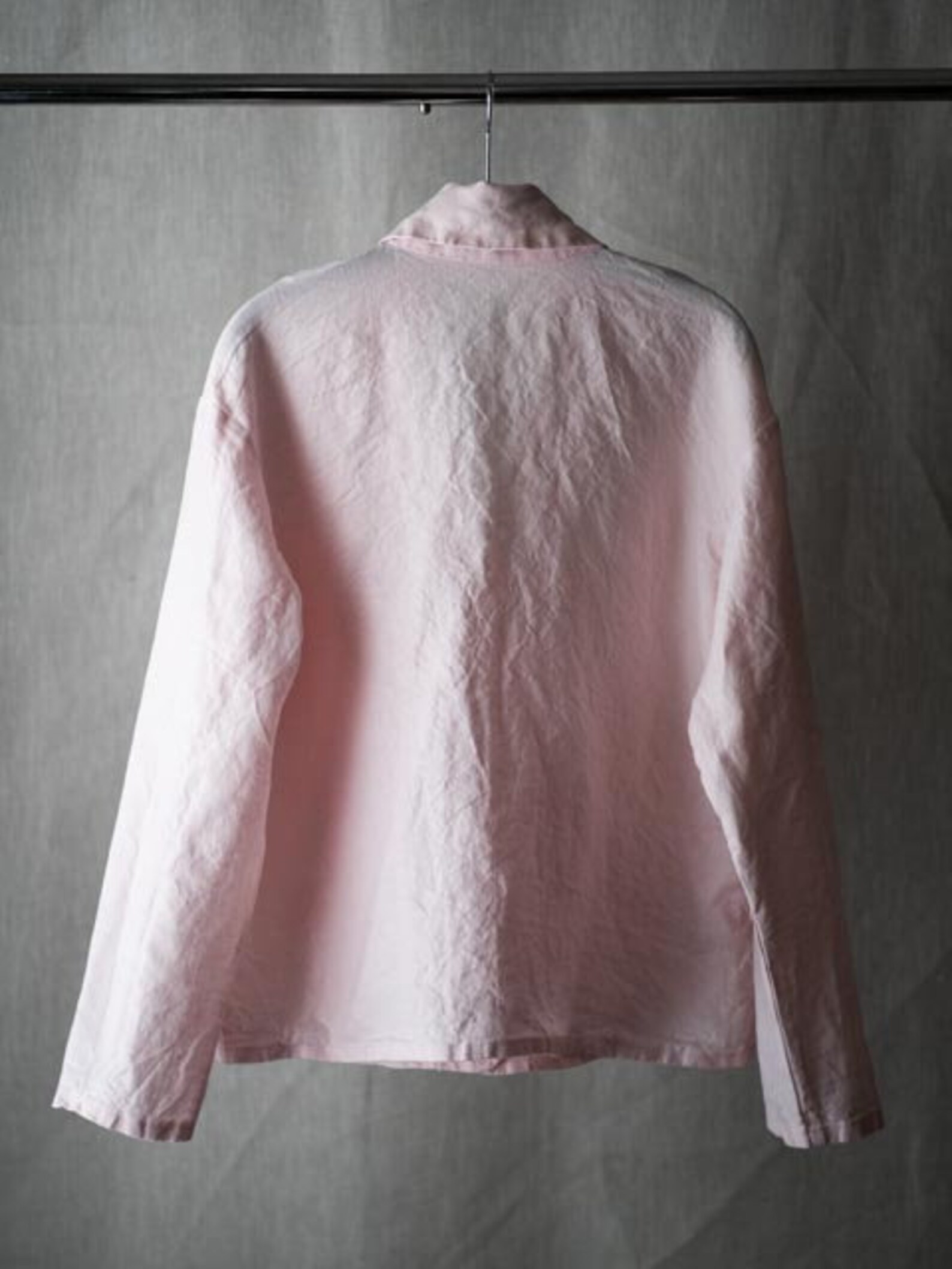 Washed Pink Linen Vitamin Jacket, Pale Pink Linen Lapel Jacket With ...