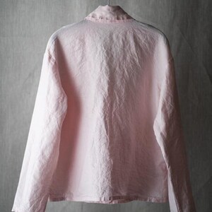 Washed Pink Linen Vitamin Jacket, Pale Pink Linen Lapel Jacket With ...