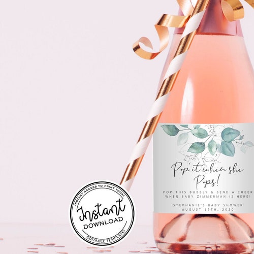 Pop It When She Pops Label Mini Champagne Label Template - Etsy