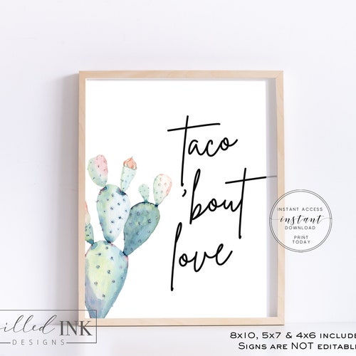 Cactus Love and Tacos Bar Sign Fiesta Bridal Shower Fiesta - Etsy