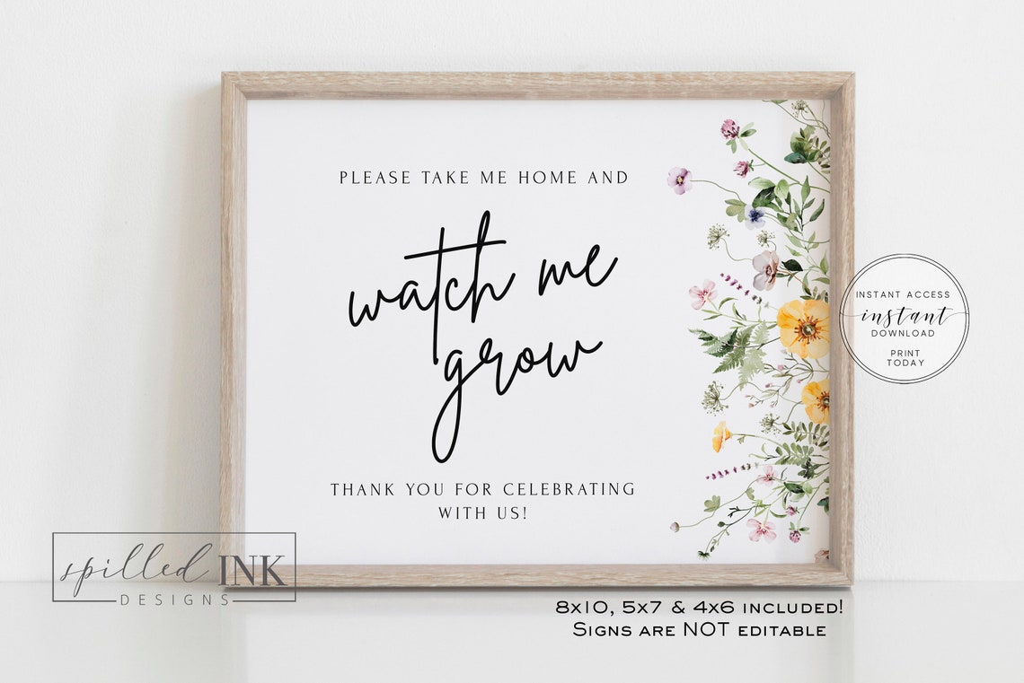 Watch Me Grow Sign Instant Download Printable Wildflower Baby - Etsy