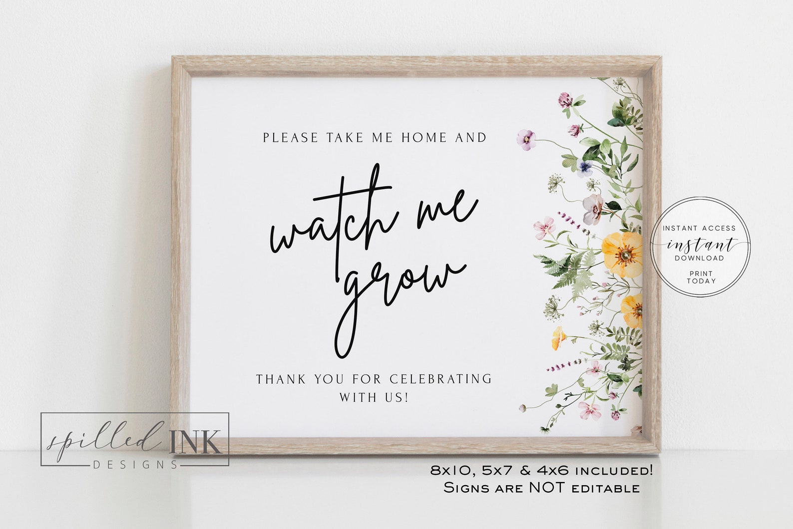 Watch Me Grow Sign Instant Download Printable Wildflower Baby - Etsy