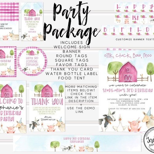 Editable Blue Farm Birthday Party Printable Package Printable - Etsy