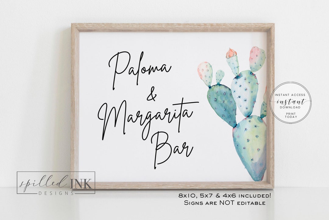 Paloma and Margarita Bar Sign Instant Download Bridal Shower - Etsy