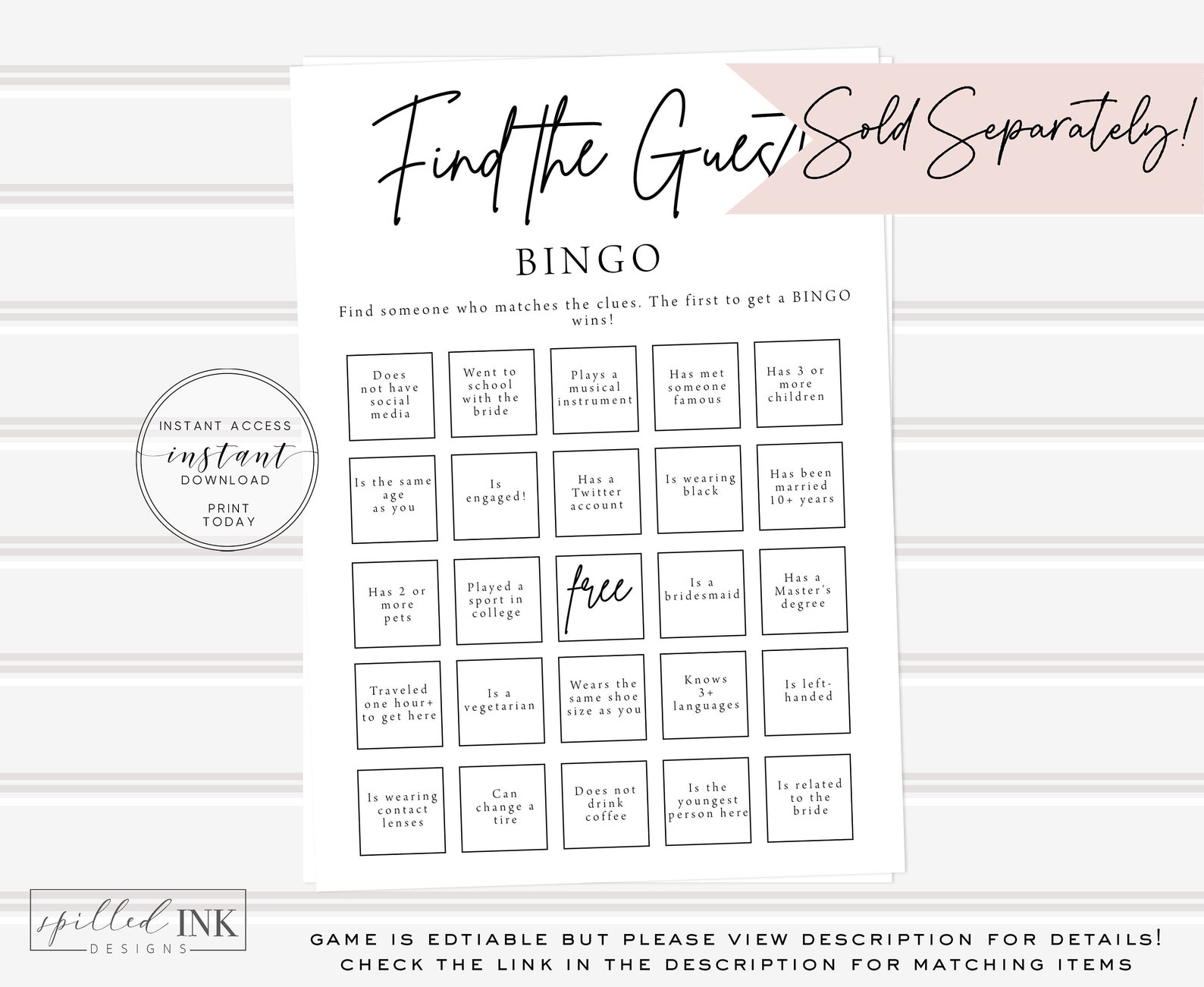 Editable Over or Under Game Minimalist Bridal Shower Game - Etsy