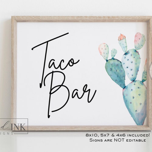 Cactus Love and Tacos Bar Sign Fiesta Bridal Shower Fiesta - Etsy