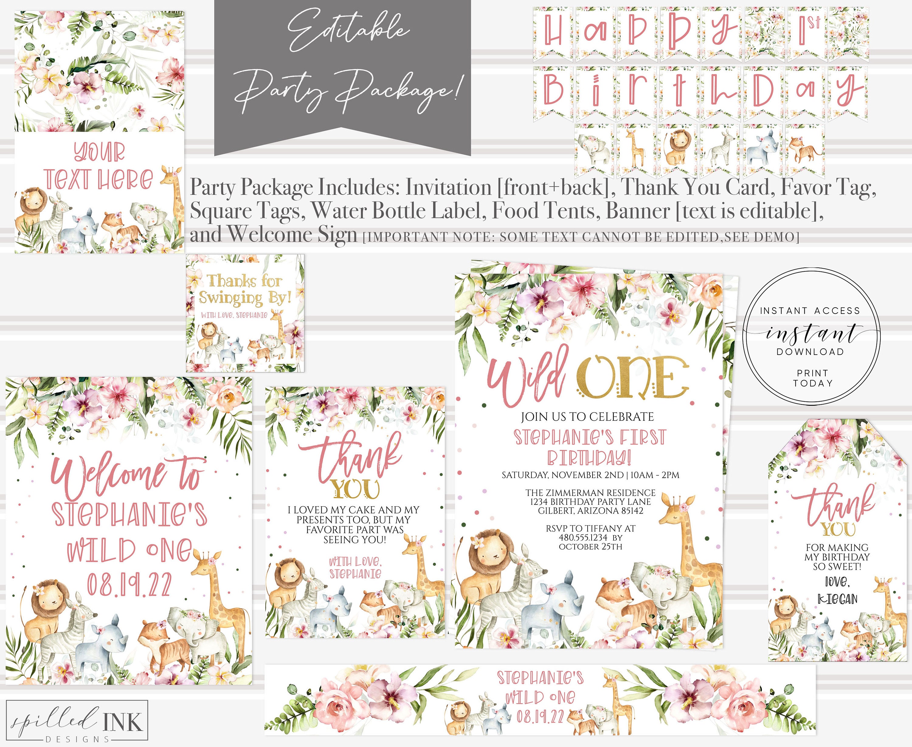 ONE invitation Birthday Invitation Wild One Birthday Party Package ...