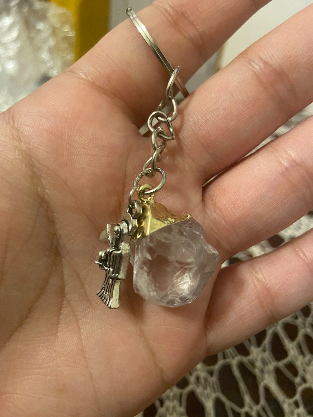 Santa Muerte Crystal Companion Keychain - Etsy