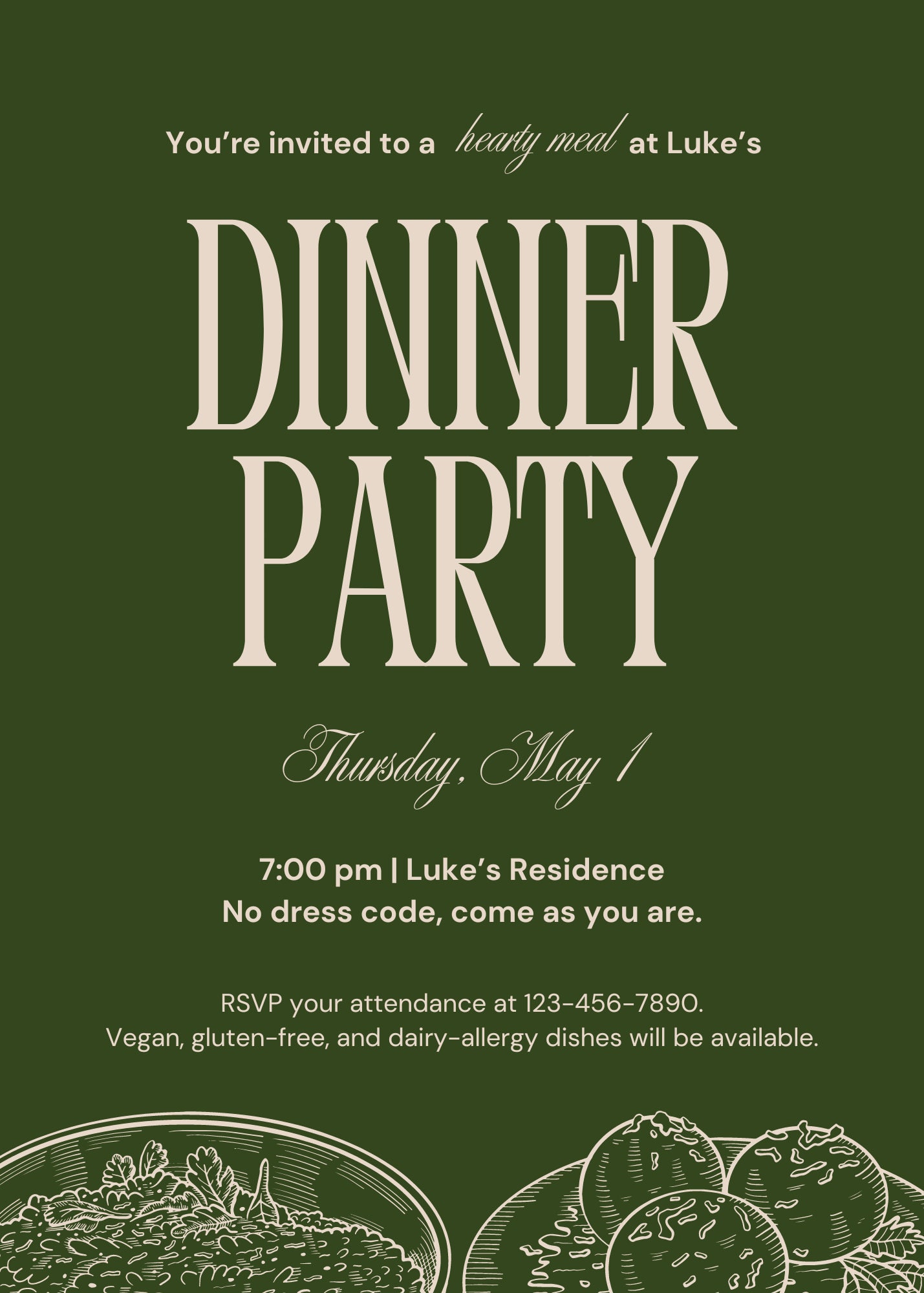 Dinner/ Party Invitation Template - Etsy
