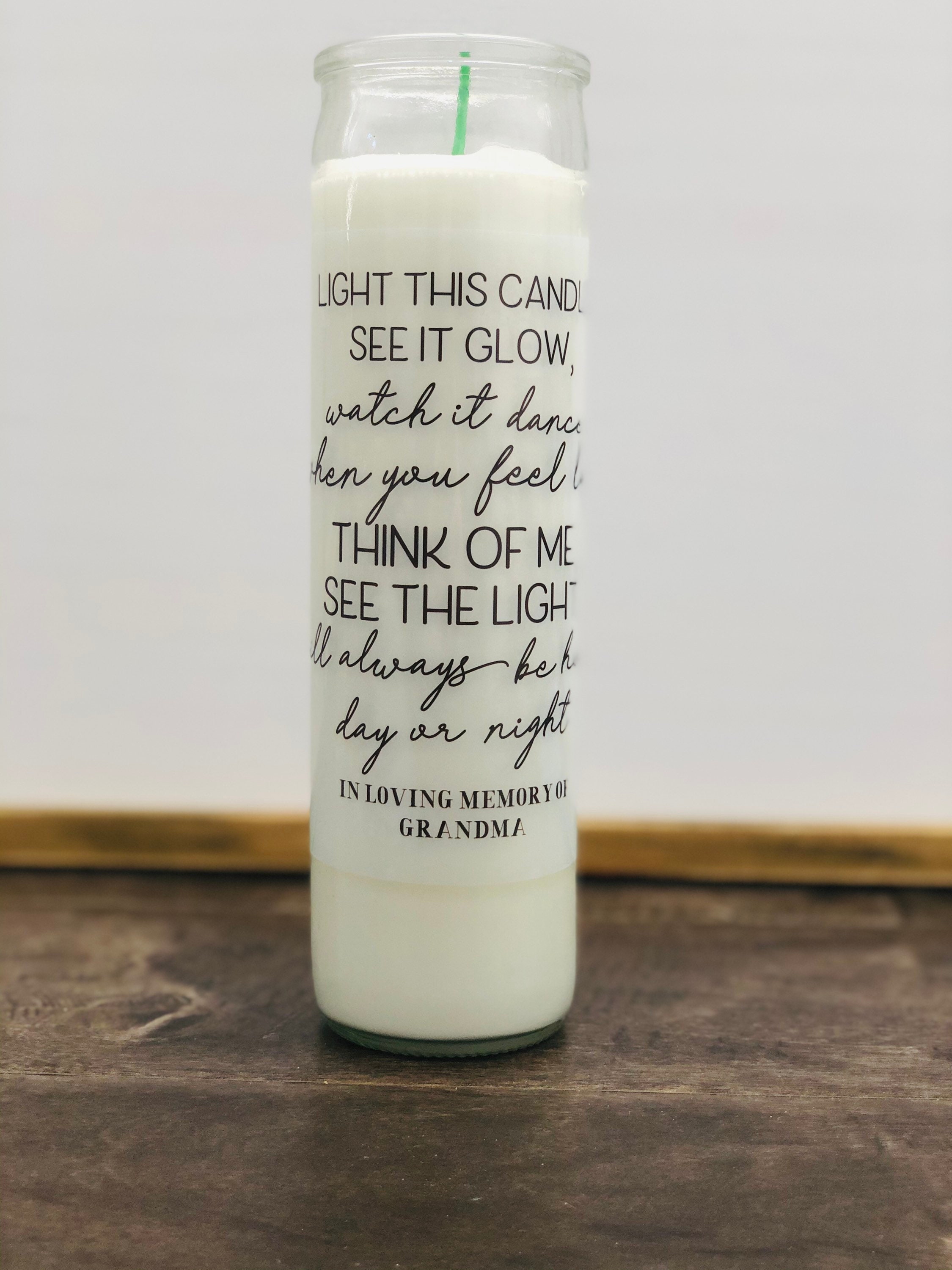 Personalized in Loving Memory Memorial Candle - in Memorandum Memorial ...