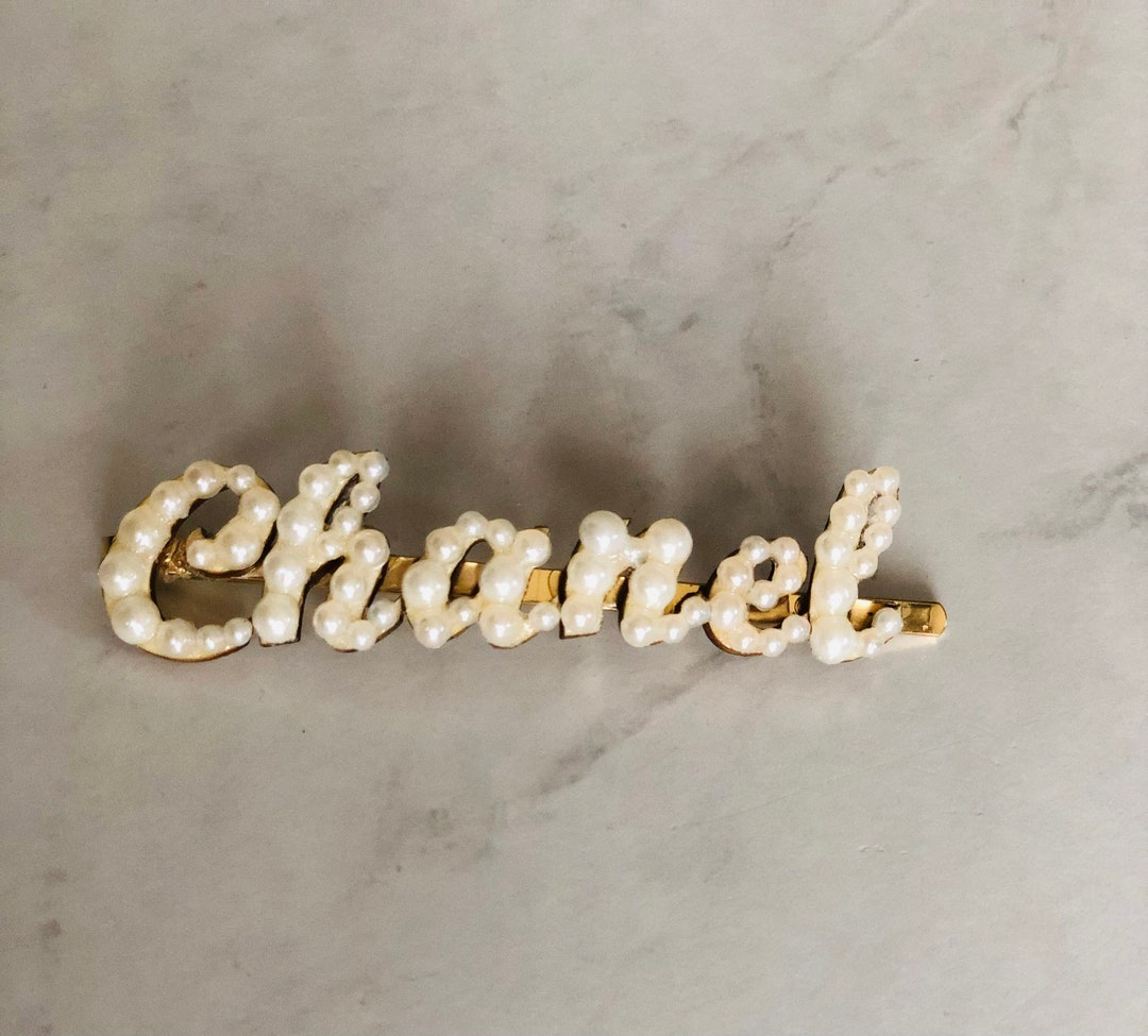 Cursive Name Wooden Letter Hair Clip, Alphabetical Pearl Hairpin, Faux ...