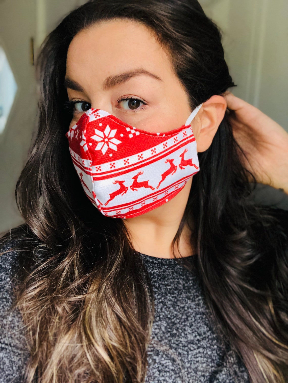 Face Mask-100% Polyester Handmade Breathable Red White | Etsy