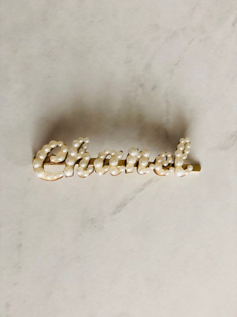Cursive Name Wooden Letter Hair Clip Alphabetical Pearl | Etsy