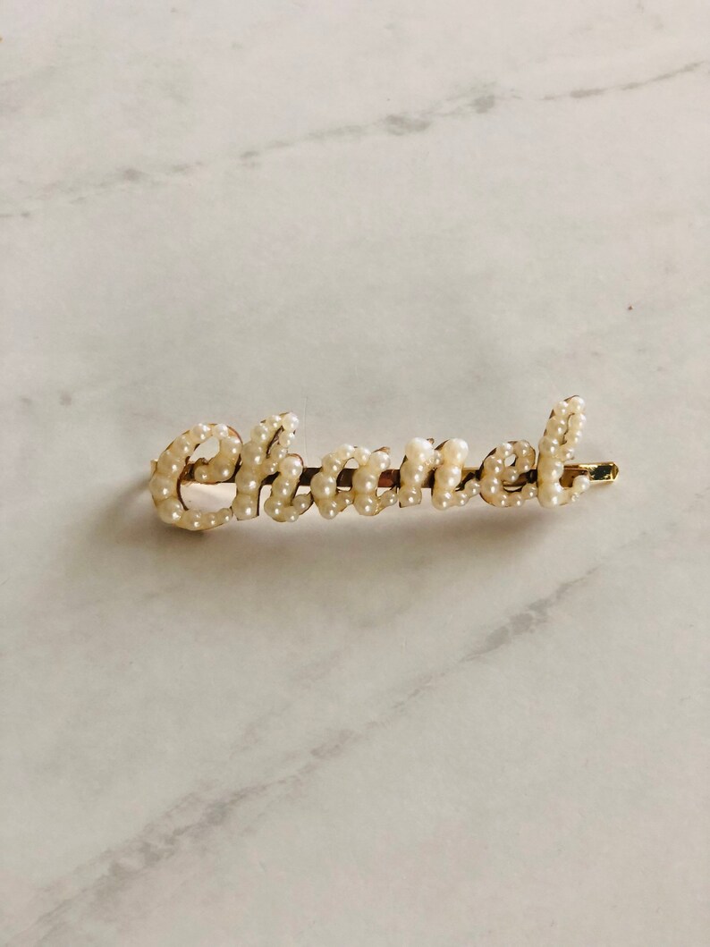 Cursive Name Wooden Letter Hair Clip Alphabetical Pearl | Etsy