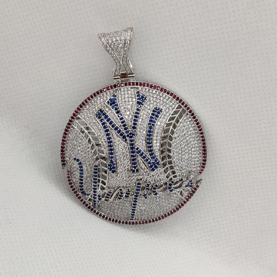NY Iced Out Pendant Yankee Baseball Pendant Round Cut Lab Created Diamond Pendant 14K Gold Rapper Pendant Hip Hop Jewelry Gift for Him Etsy