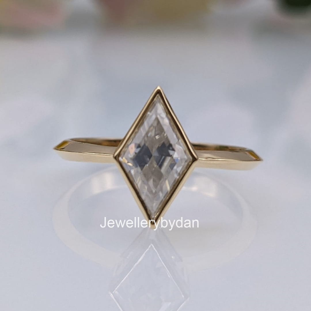Lozenge Kite Cut Wedding Ring Bezel Set Ring Solitaire - Etsy