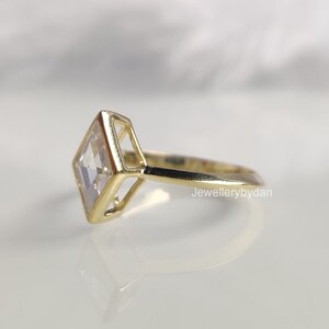 Lozenge Kite Cut Wedding Ring, Bezel Set Ring, Solitaire Engagement ...