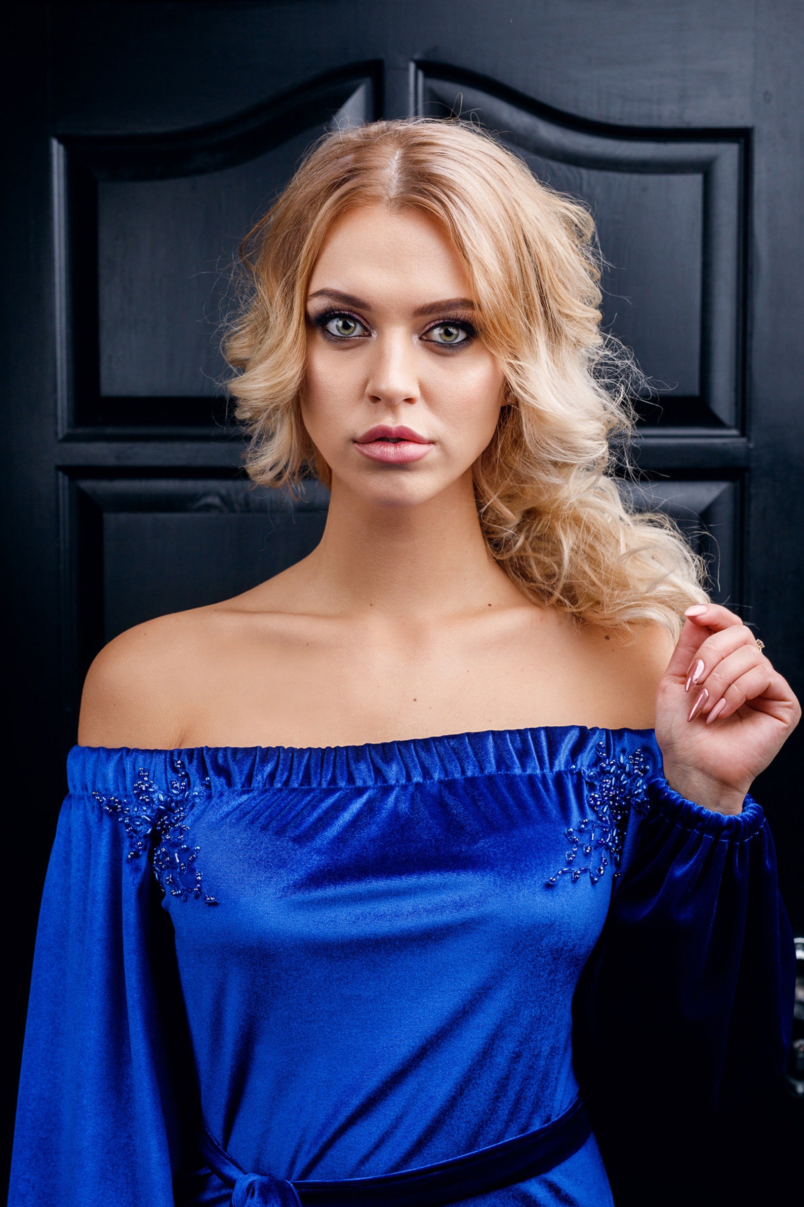 Blue Velvet Cocktail Short Prom Dress. Formal Midi Wedding - Etsy