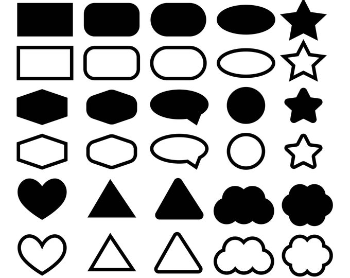 BASIC SHAPES SVG Bundle , Basic Shape Outline Svg Bundle, Instant ...