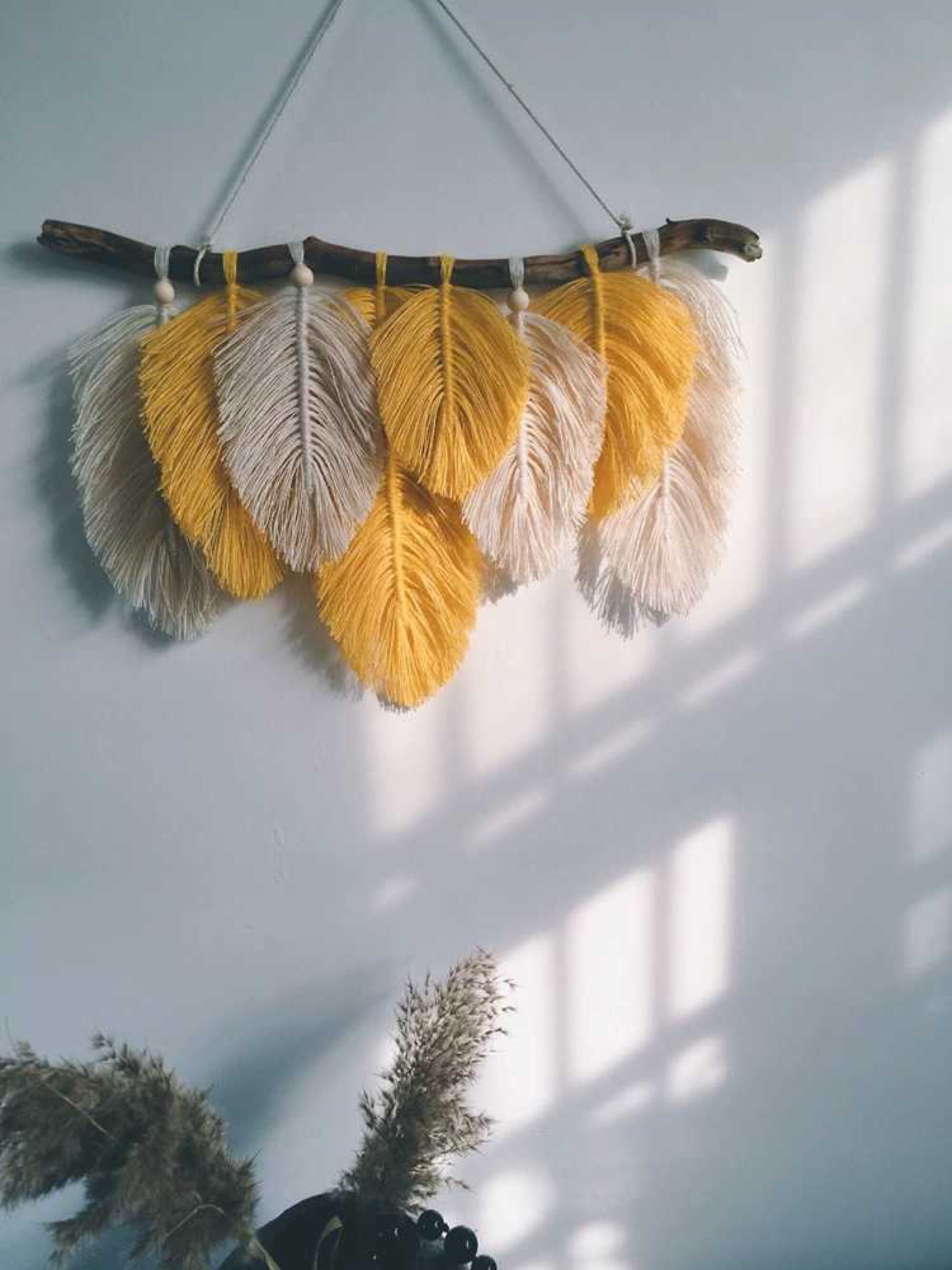 Large Feather Macrame Wall Hanging Colorful Leaf Macrame - Etsy UK