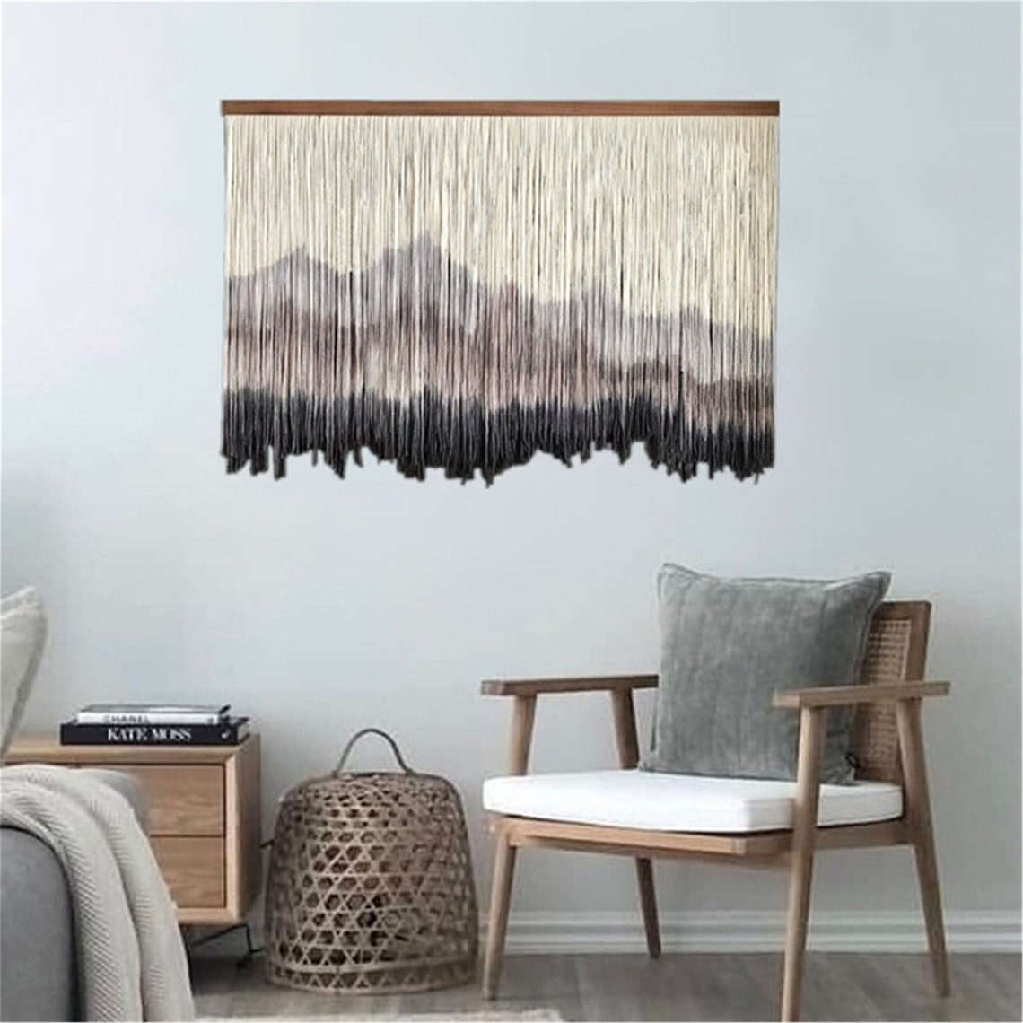 Mountain Macrame Wall Hanging Dyed Wall Tapestry Woven Wall | Etsy