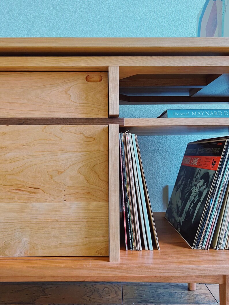 Vinyl Record Storage Mid-century Modern Record Player Table - Etsy