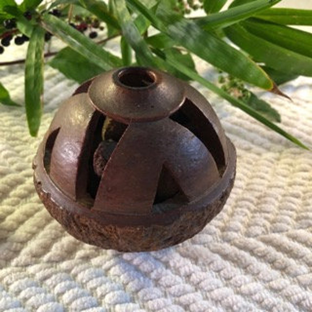 Vintage Hand Carved Brazil Nut Pod Shaker / Rattle in Very Nice ...