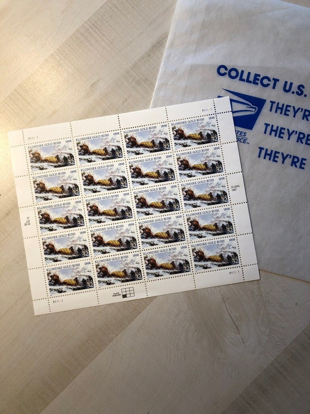 Full Sheet of 20 "klondike Gold Rush 1898" Commemorative Stamps - USA ...