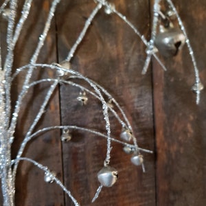 Silver/glitter/christmas Pick/spray/silver Jingle Bells/floral - Etsy