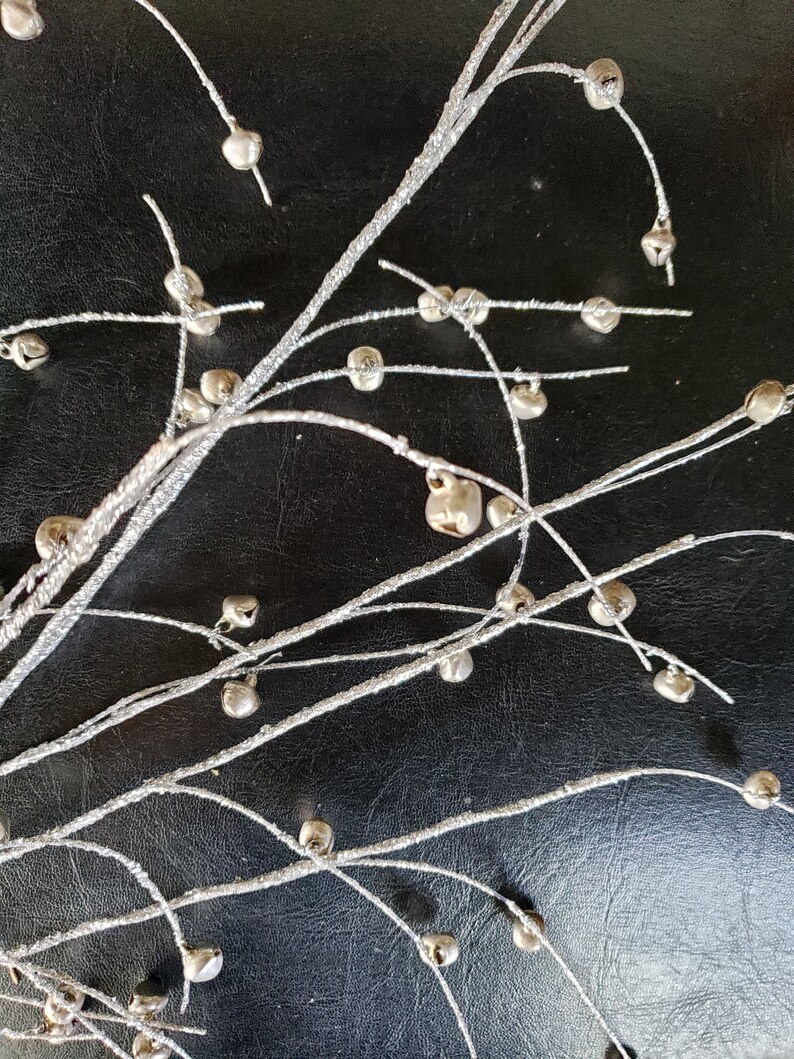 Silver/glitter/christmas Pick/spray/silver Jingle Bells/floral - Etsy