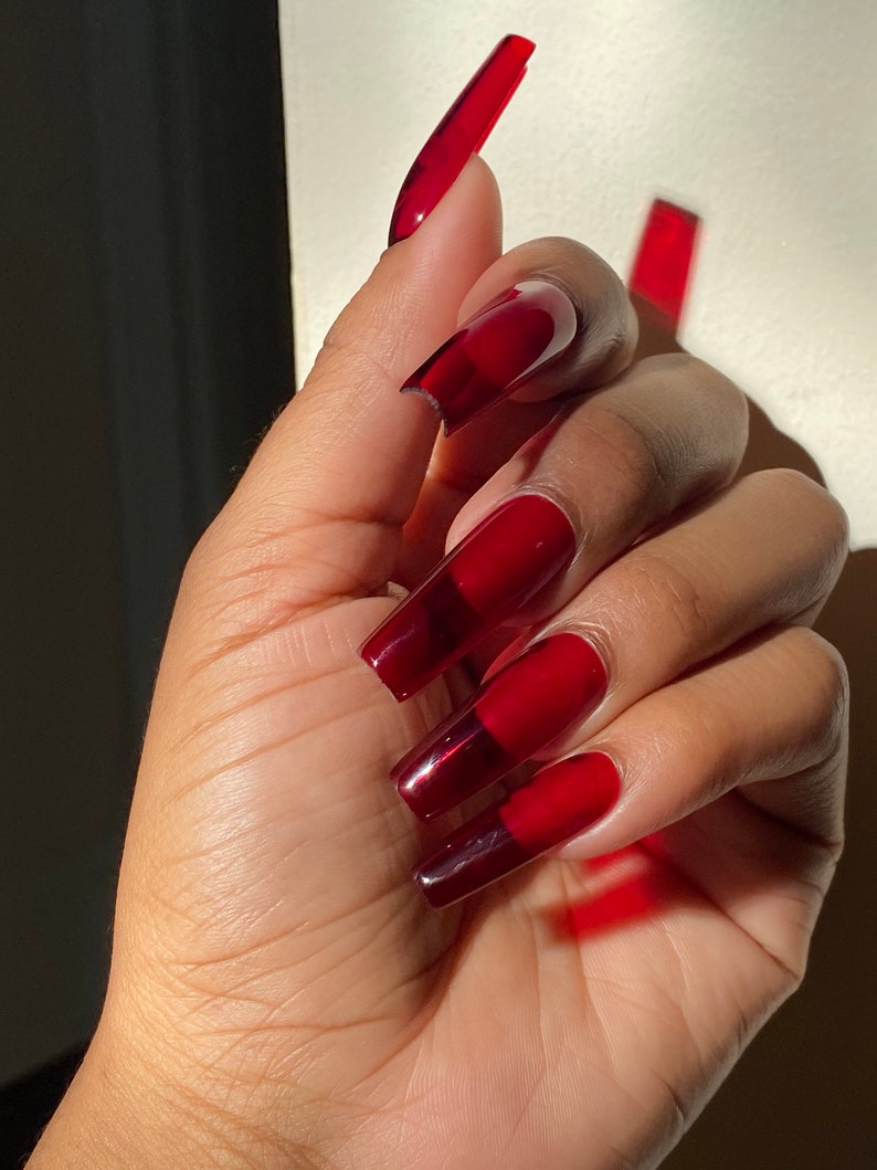 Apple Sangria Ruby Red Jelly Press-on Nails Press on Nails - Etsy