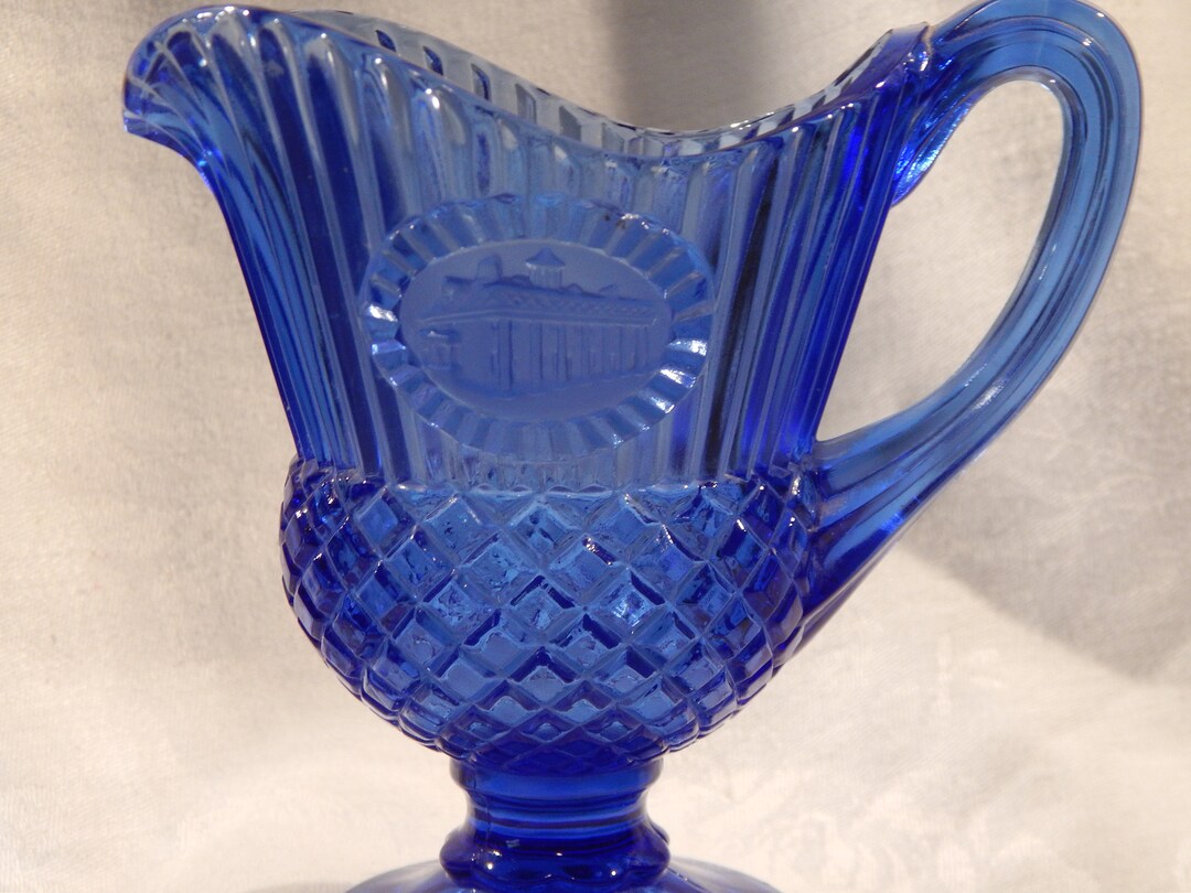 Vintage Avon Cobalt Blue Footed Pitcher - Etsy