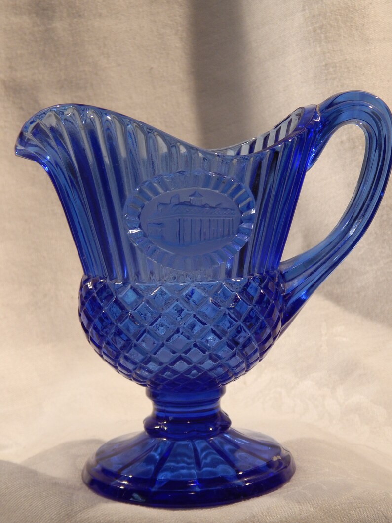 Vintage Avon Cobalt Blue Footed Pitcher - Etsy