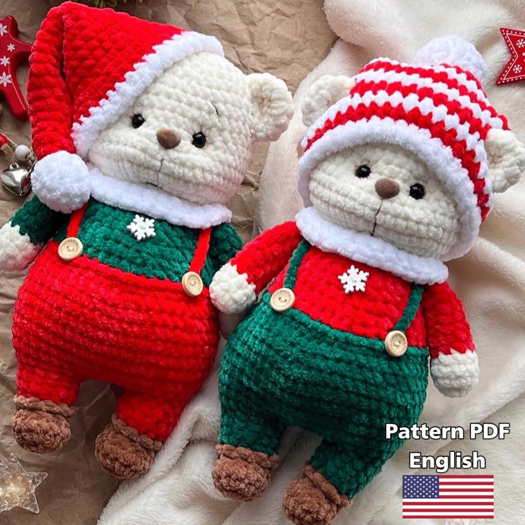 Bear Christmas Crochet Pattern, Bear Christmas Amigurumi, bear Crochet ...