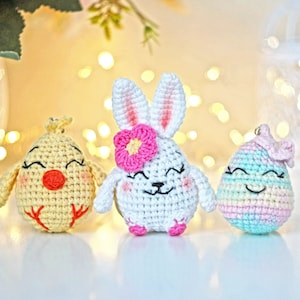 Easter Egg Keychain Crochet Pattern Set 3 in 1 - Bunny Crochet Pattern ...