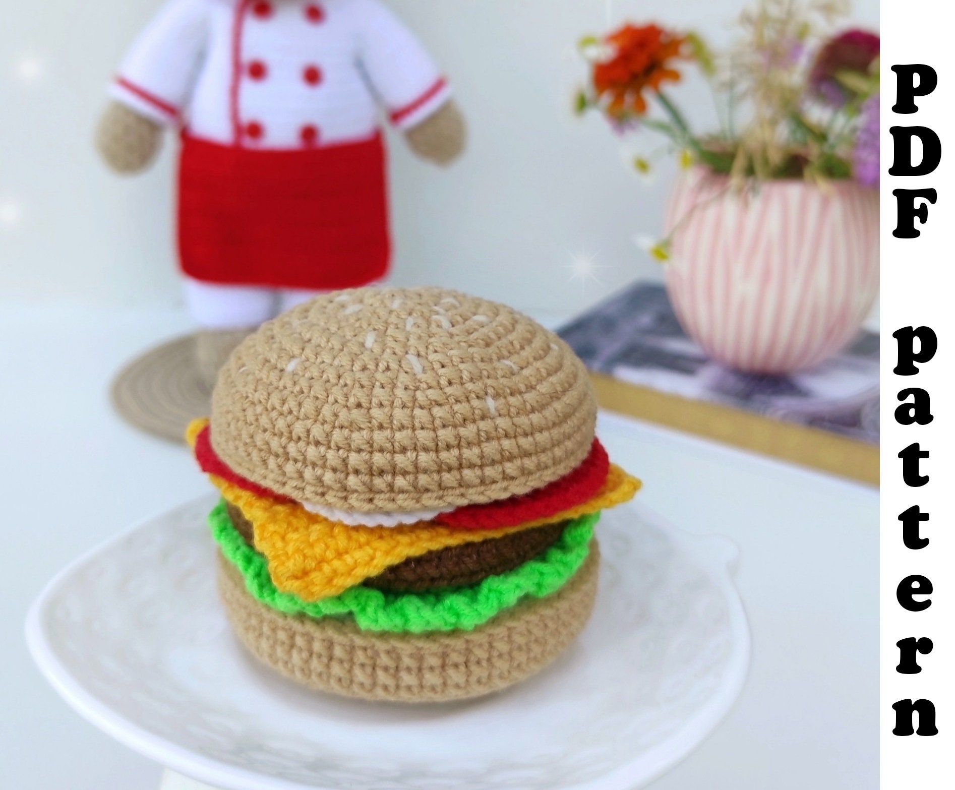 Crochet Pattern Burger Amigurumi Pattern Burger Crochet - Etsy