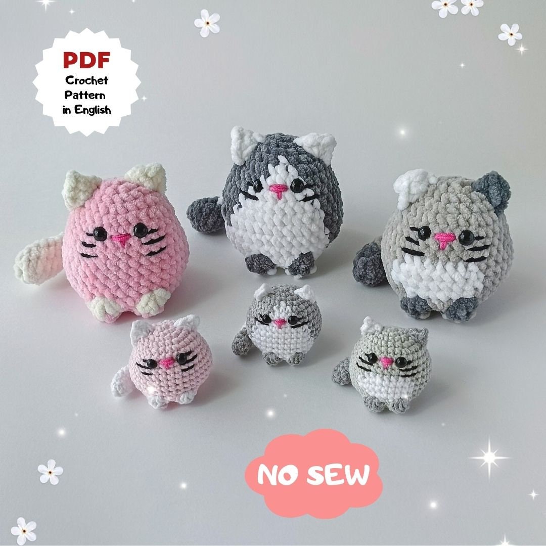 Crochet Pattern Cat, Plush Crochet Cat, No Sewing Pattern, Crochet ...