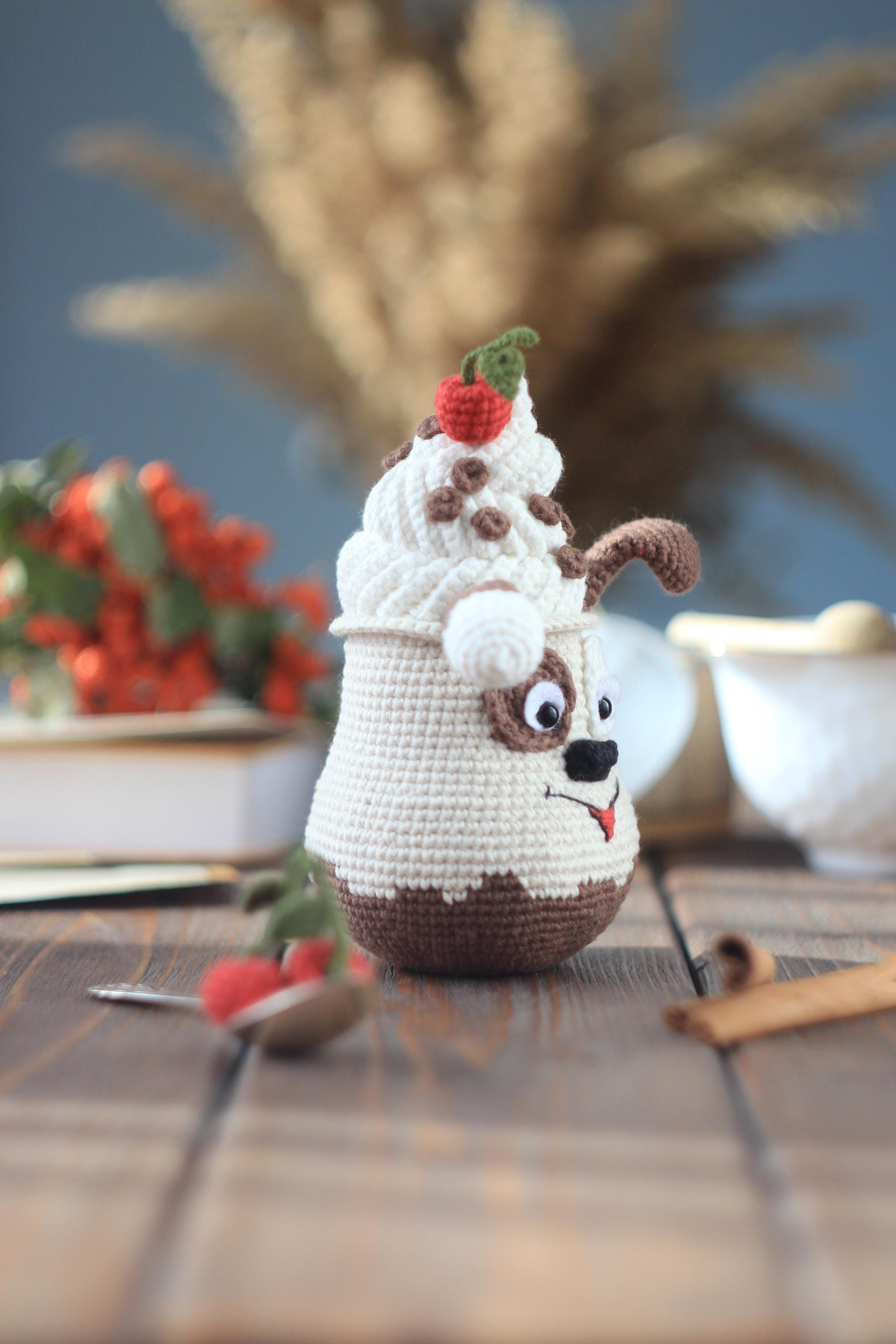 Crochet Pattern Cup Dessert With Chocolate Chips, Whipped Cream and ...