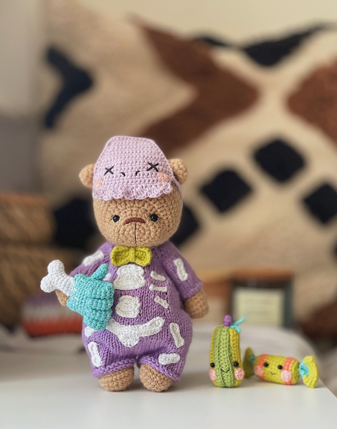 Set Crochet and Knitting Skeleton Halloween PATTERN, Halloween Knitted ...