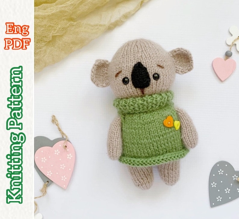 Koala Knitting Pattern, Knitted Soft Toy, DIY Christmas Favors, Stuffed ...