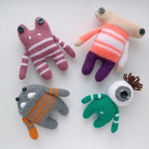 Monsters Knitting Pattern, Halloween Gift, Set of 4 Knitting Patterns ...