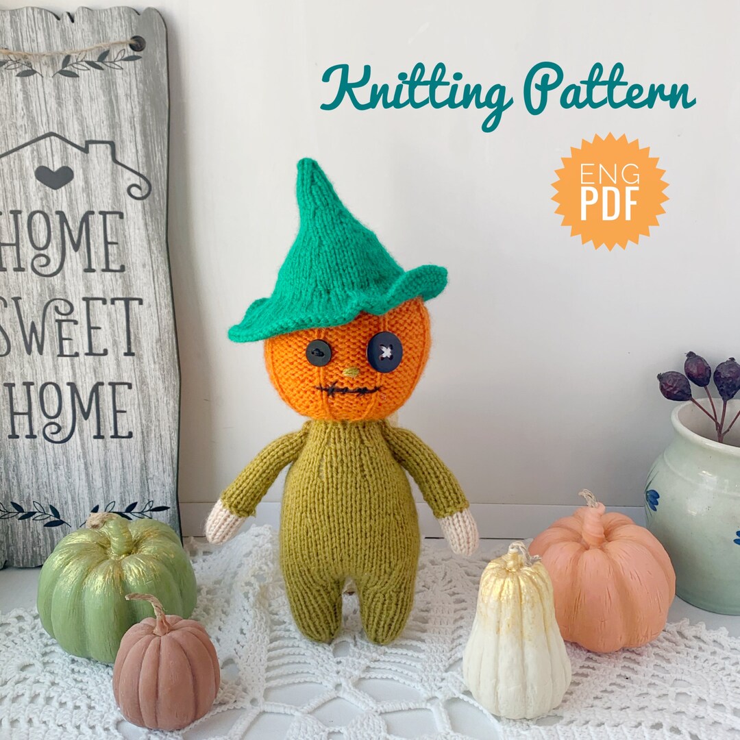 Pumpkin Doll Knitting Pattern, Halloween Gift, Funny Jack Pumpkinhead ...