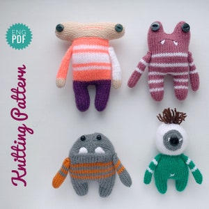 Monsters Knitting Pattern, Halloween Gift, Set of 4 Knitting Patterns ...