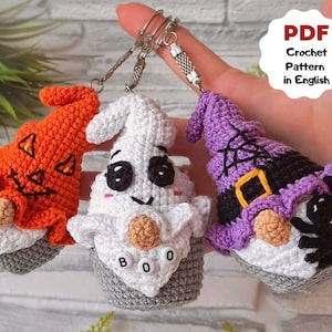 Crochet Pattern Halloween Keychains Pumpkin Gnome Boo Gnome - Etsy